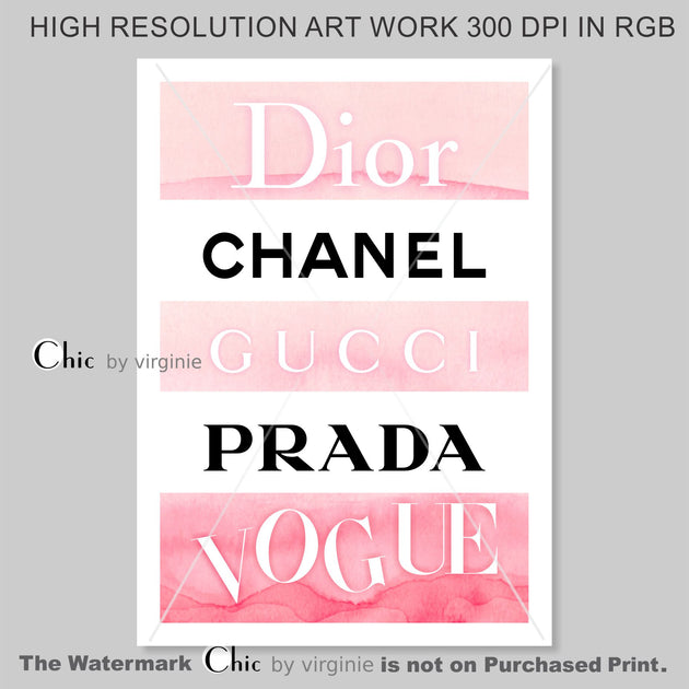 Fashion Wall Art - Fashion Designer Logo Poster - Fashion Pink Waterco ...
