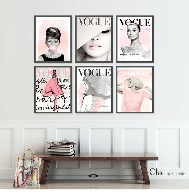 Vogue Cover Magazine Set of 6 Posters/Prints | Iconic Designer Fashion ...